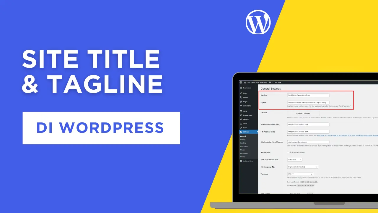 Cara Mengubah Site Title dan Tagline di WordPress